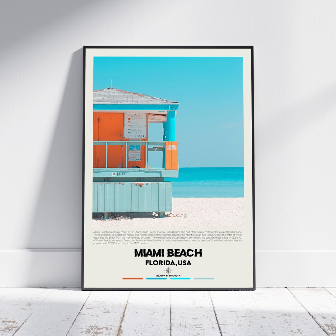 Digital Oil Paint, Miami Beach Print, Miami Beach Art, Miami Beach ...