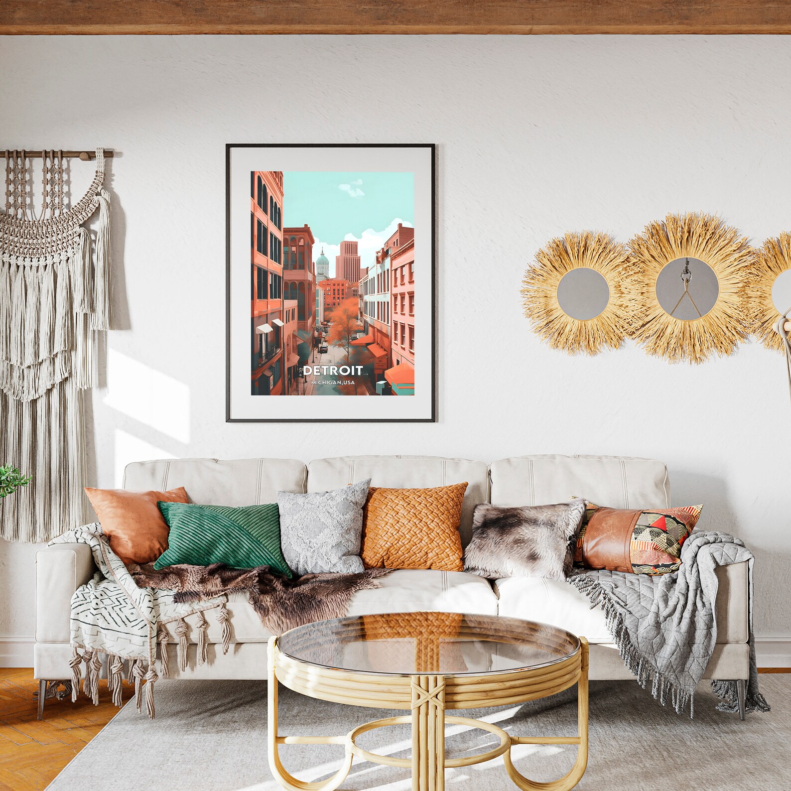 Detroit City Print, Detroit Travel Poster, Michigan Travel Gift ...