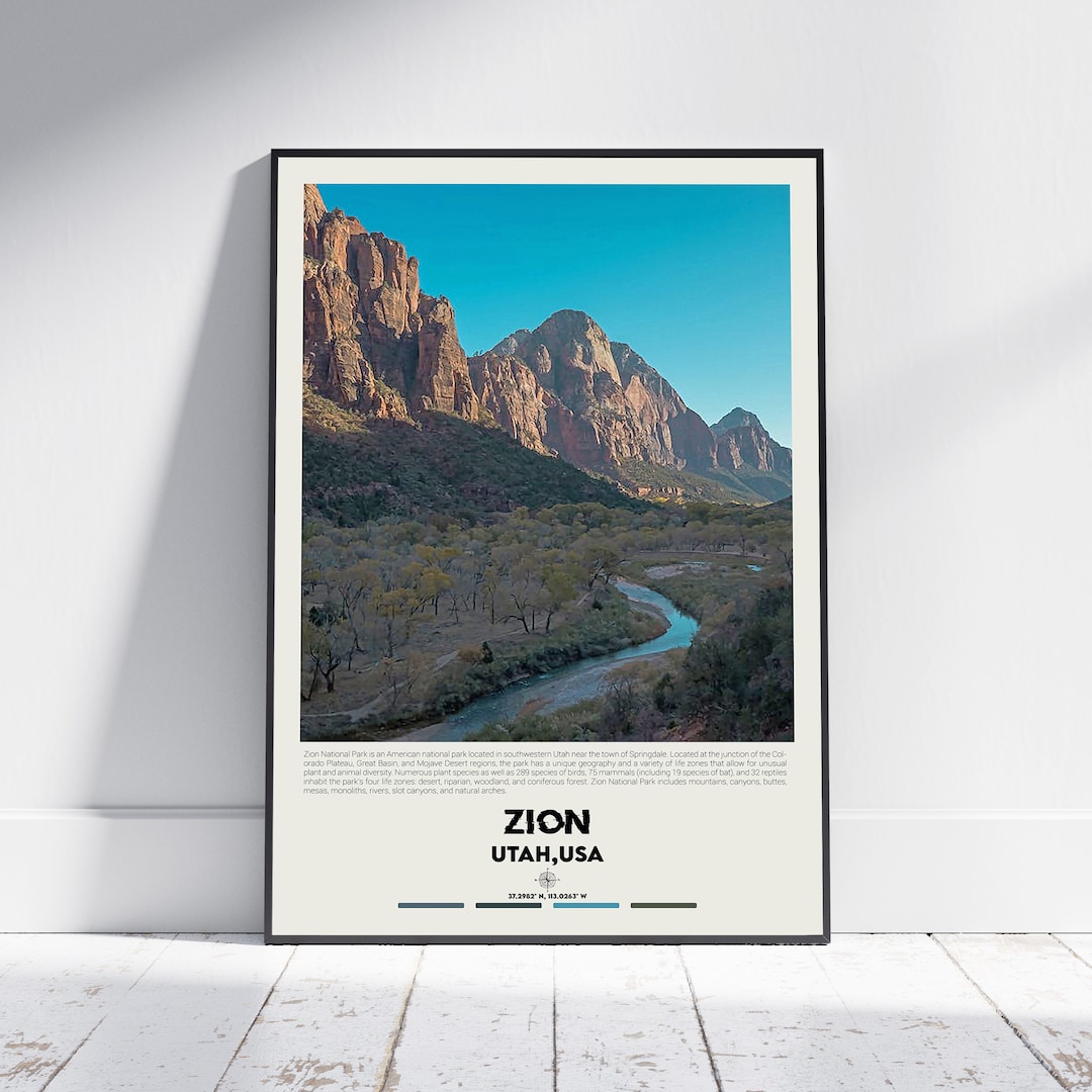 Digital Oil Paint, Zion National Park Print, Zion Wall Art, Zion Poster ...