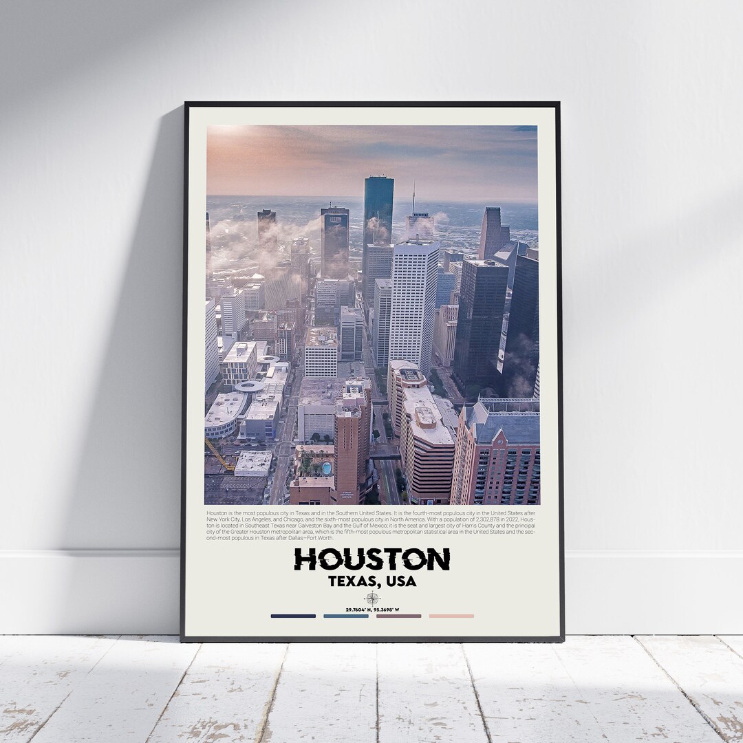Digital Oil Paint, Houston Print, Houston Wall Art, Houston Poster ...