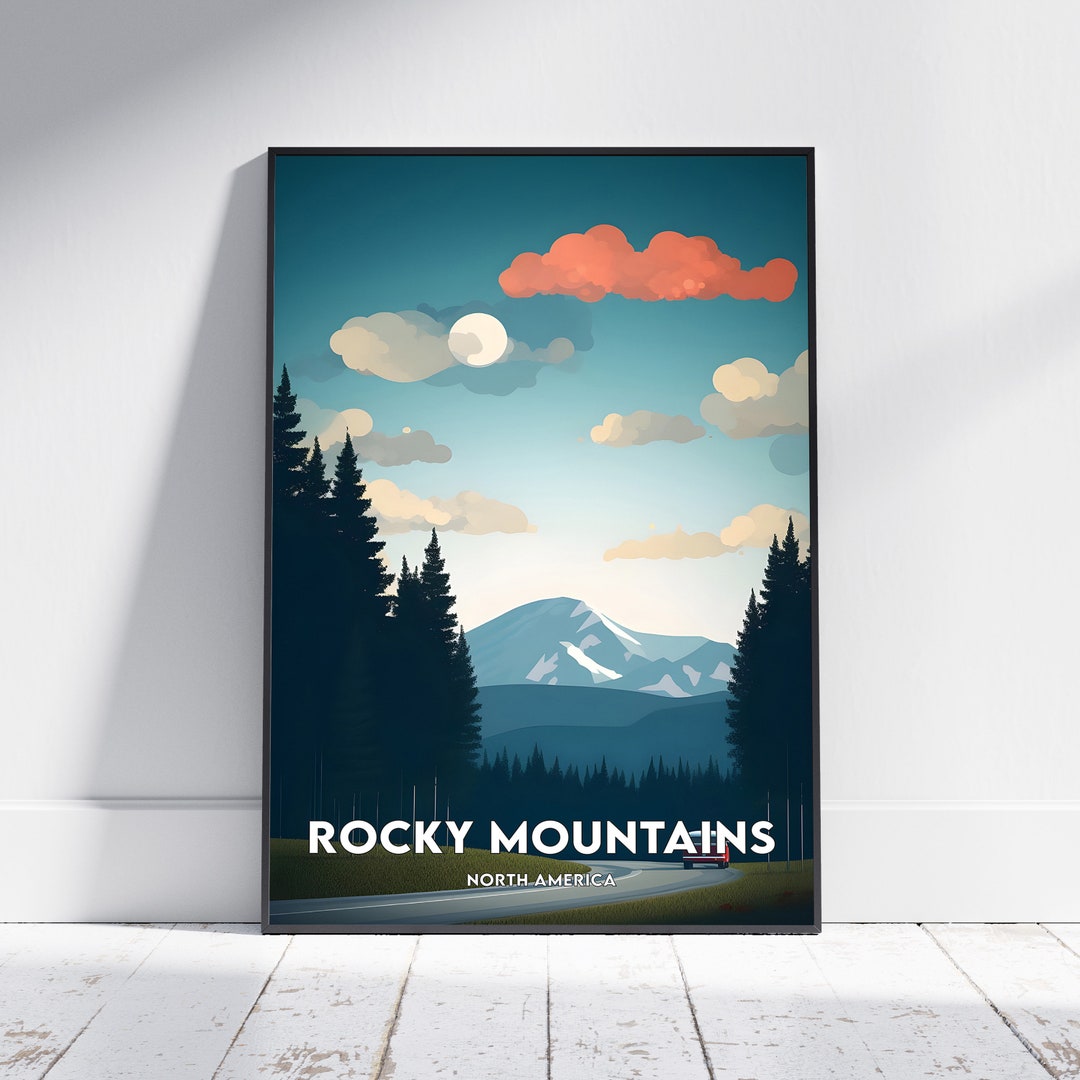Rocky Mountains City Print, Rocky Mountains Travel Poster, North ...