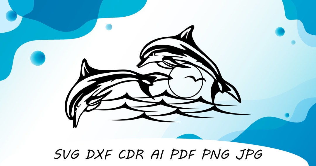 Dolphin Decor Design Bundle Svg Dxf File Wall Sticker Pdf Silhouette ...