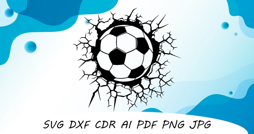 Soccer Ball Design Svg Dxf File Wall Sticker Pdf Silhouette Template ...