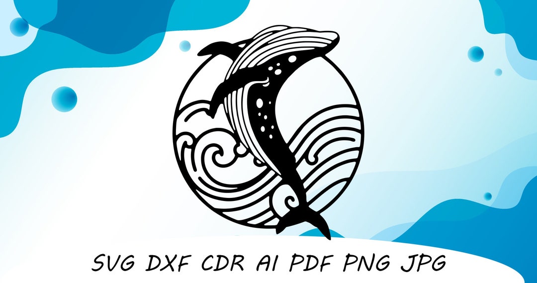 Ballena, Ballena Azul Diseño svg dxf archivo pared pegatina pdf silueta ...