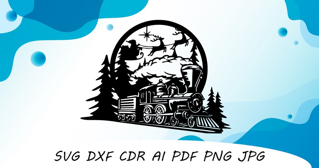 Christmas Train Design Bundle Svg Dxf File Wall Sticker Pdf Silhouette ...
