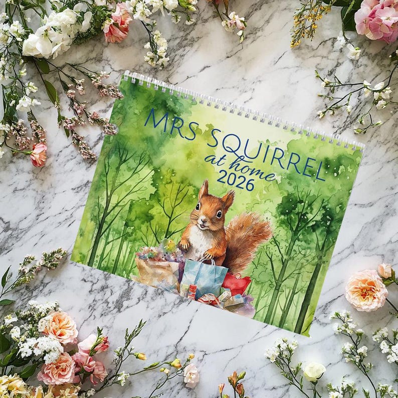 2026 Red Squirrel Wall Calendar - 12 Month Woodland Art Calendar for ...