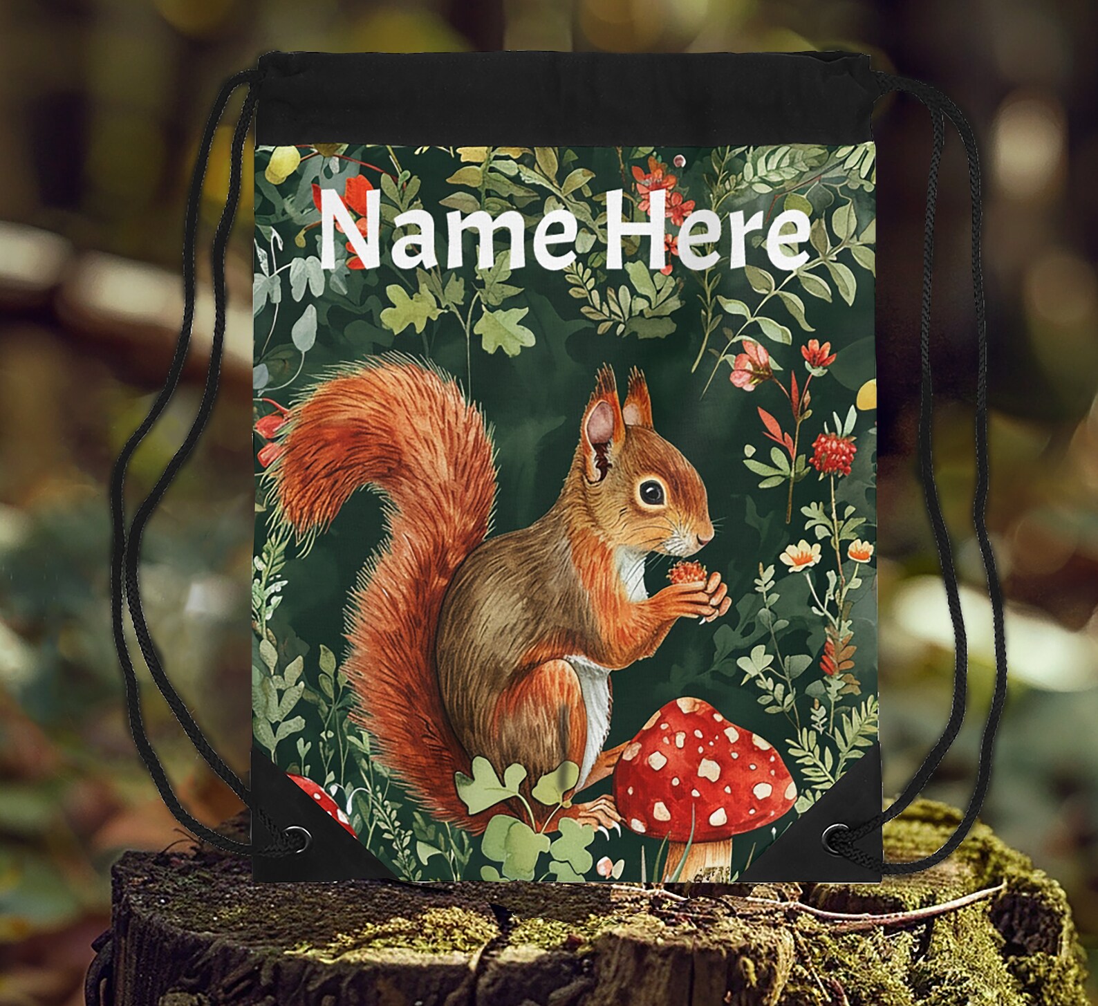 Cottagecore Squirrel Drawstring Bag - Bag for Squirrel Lovers - Gift ...