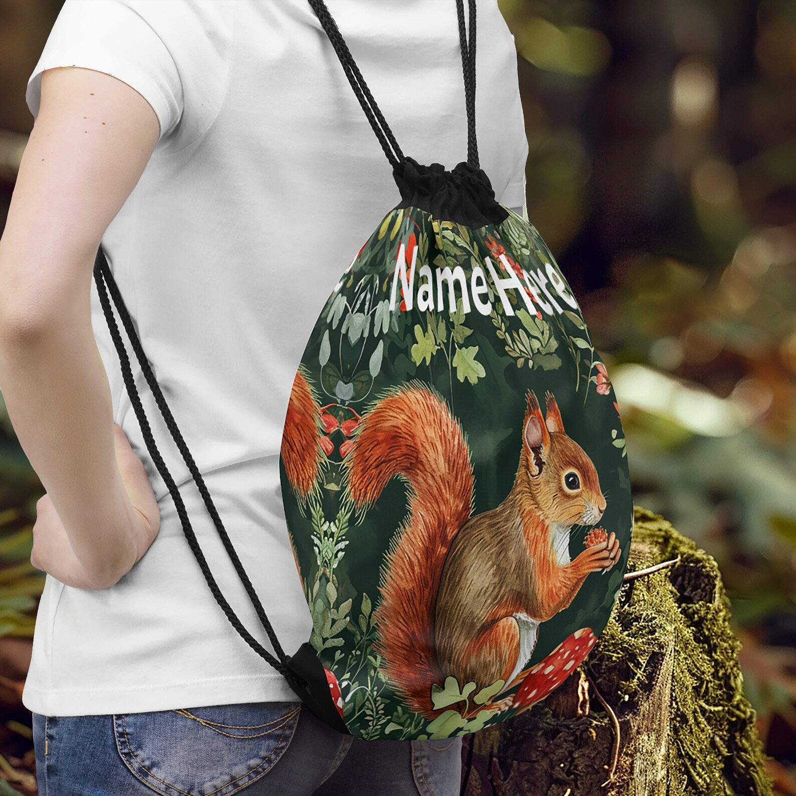 Cottagecore Squirrel Drawstring Bag - Bag for Squirrel Lovers - Gift ...