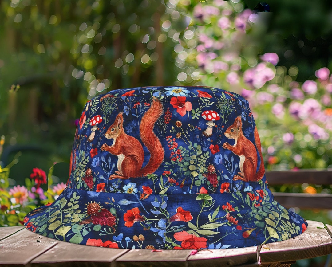 Woodland Squirrel Bucket Hat - Sunhat for Squirrel Fan - Cottagecore ...