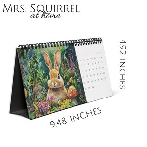2025 Rabbit Desk Calendar - Watercolor Bunny Monthly Calendar ...