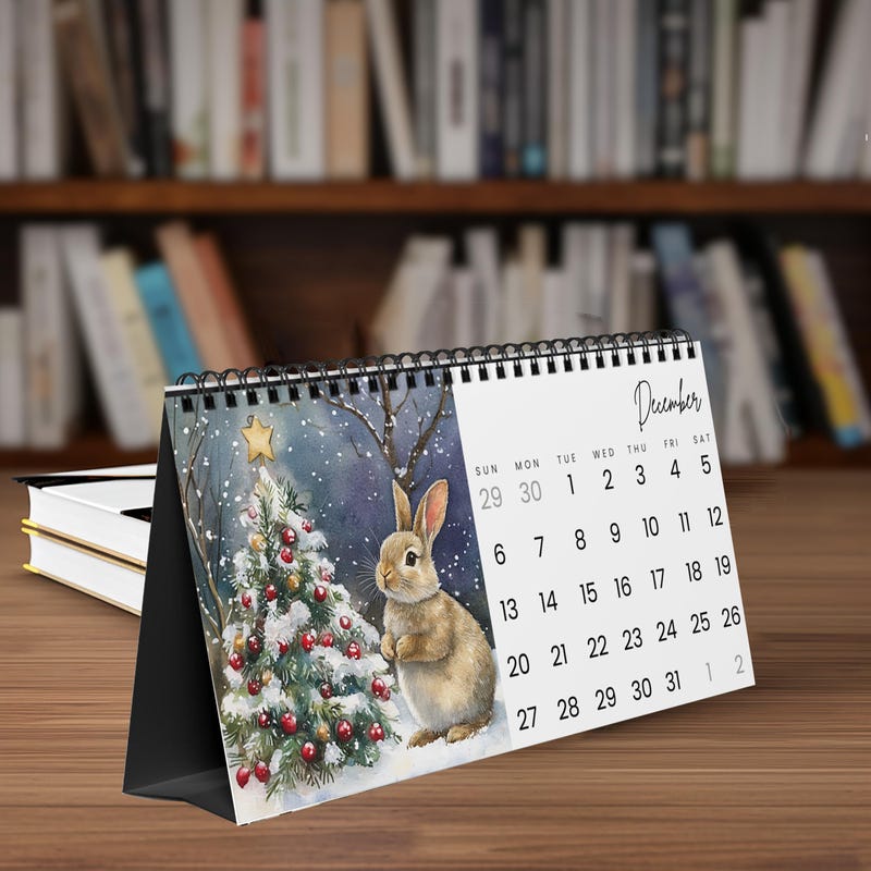 Rabbit Desk Calendar 2026 - Etsy