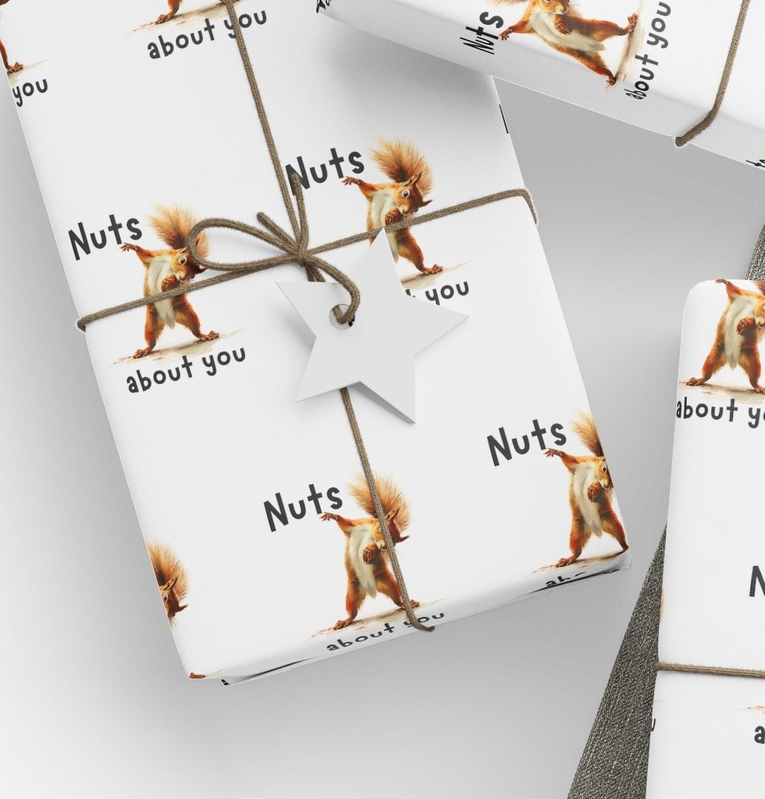 Nuts About You Squirrel Wrapping Paper Gift Wrapping Paper With Cute ...