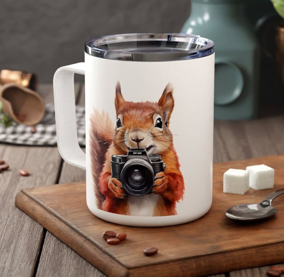 Insulated Coffee Mug With Squirrel - Travel Mug for Squirrel Lovers ...