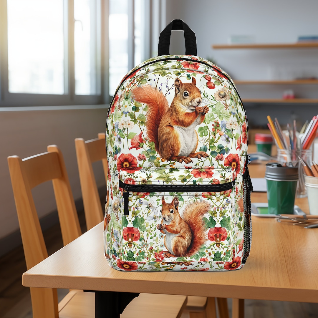 Woodland Squirrel Backpack - Cottagecore Squirrel Backpack - Red ...