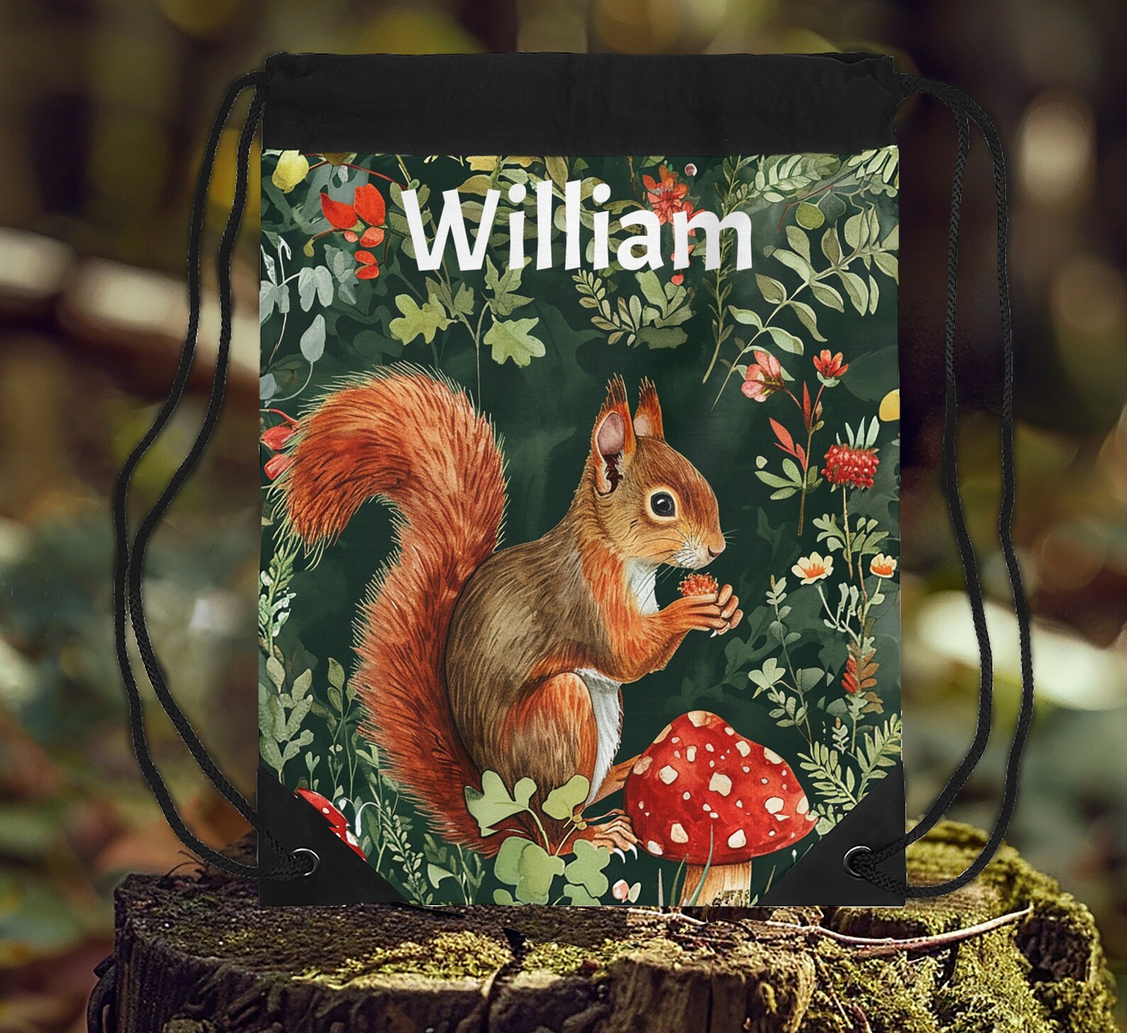 Cottagecore Squirrel Drawstring Bag - Bag for Squirrel Lovers - Gift ...