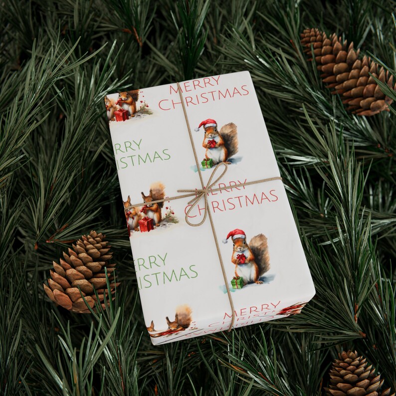 Squirrel Christmas Wrapping Paper Woodland Squirrel Christmas Paper ...