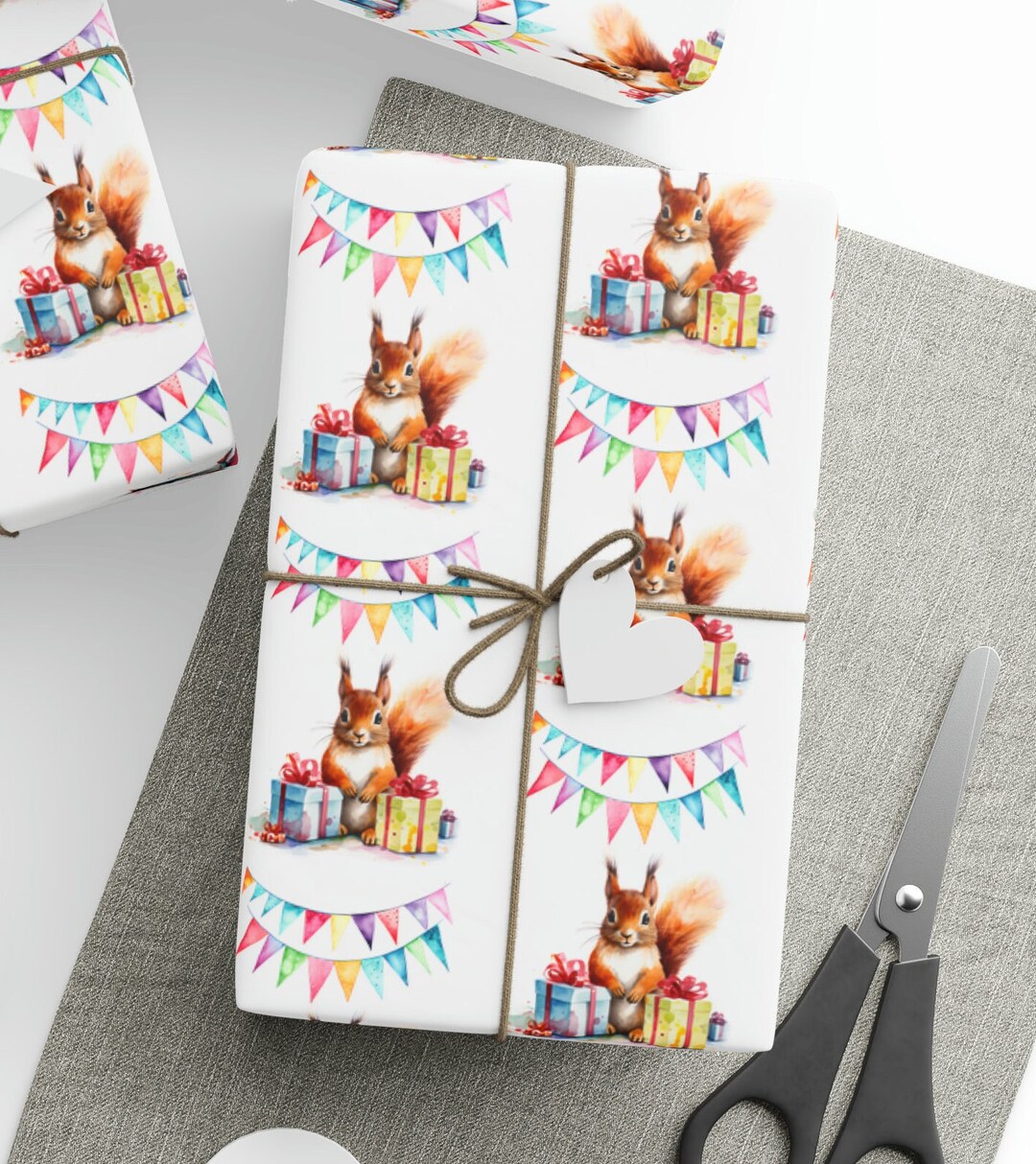 Squirrel Birthday Wrapping Paper Watercolor Squirrel Gift Wrapping ...