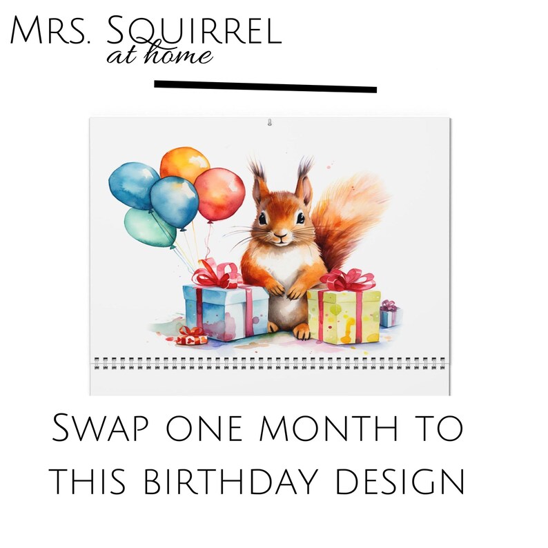 2026 Red Squirrel Wall Calendar - 12 Month Woodland Art Calendar for ...