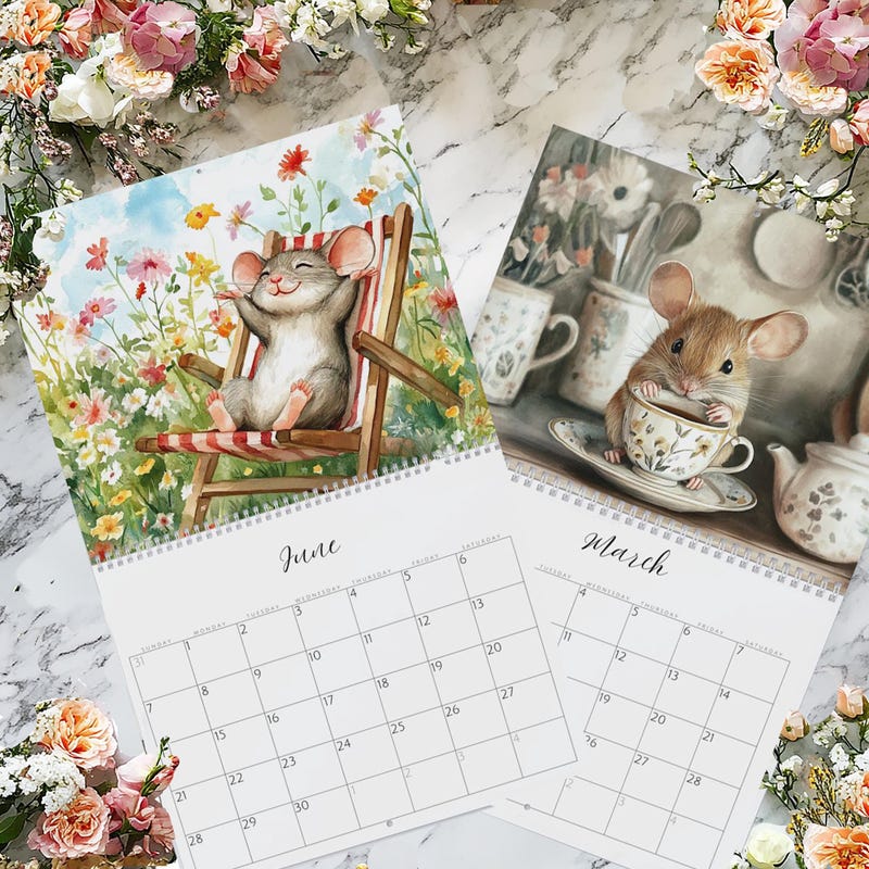 Wall Calendar Art Mice - Etsy