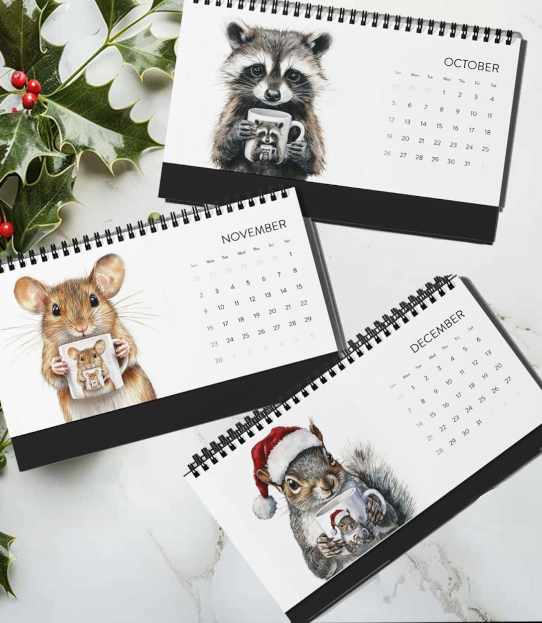 2025 Woodland Animals 12 Month Desk Calendar Wildlife Christmas Present ...