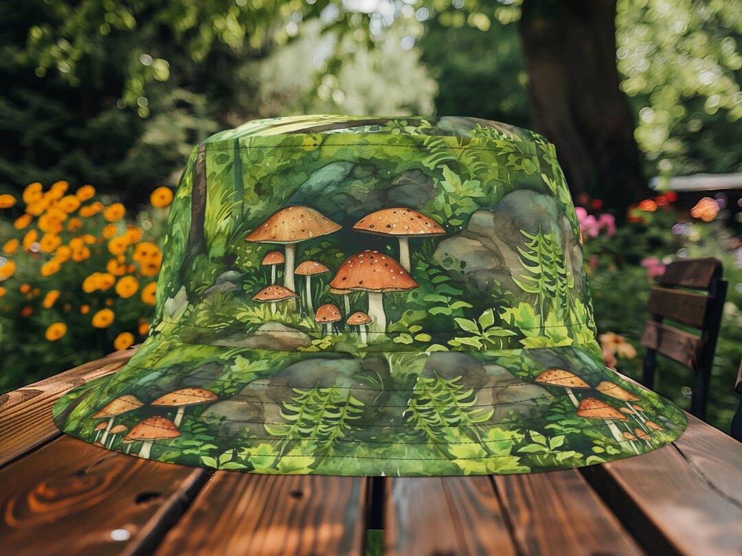 Green Woodland Toadstool Bucket Hat - Sunhat Forwoodland Fan ...