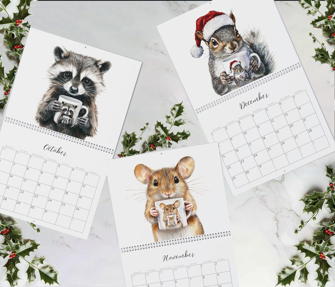 2025 Woodland Animals 12 Month Wall Calendar - Wildlife Christmas ...