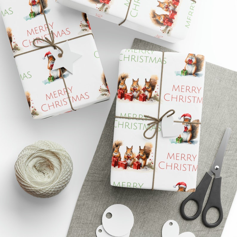 Squirrel Christmas Wrapping Paper Woodland Squirrel Christmas Paper ...