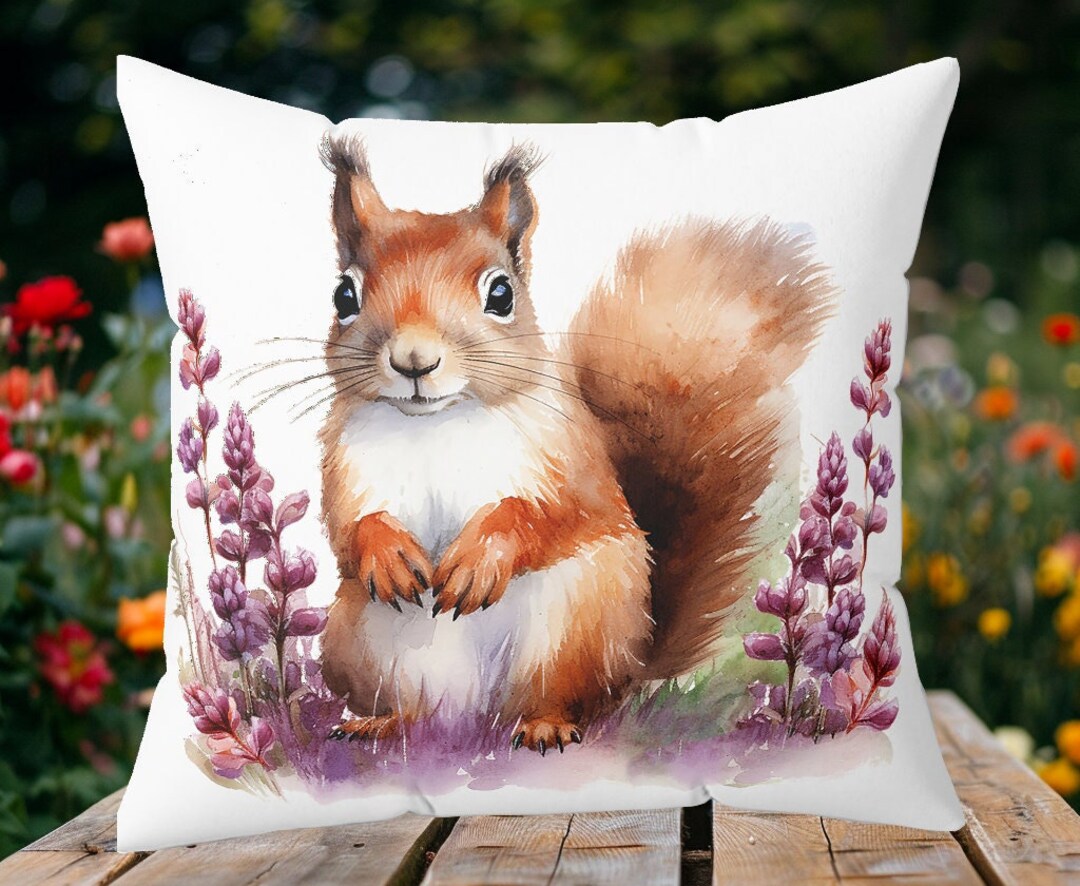 Squirrel Throw Cushion Red Squirrel Pillow Squirrel Accent Pillow ...