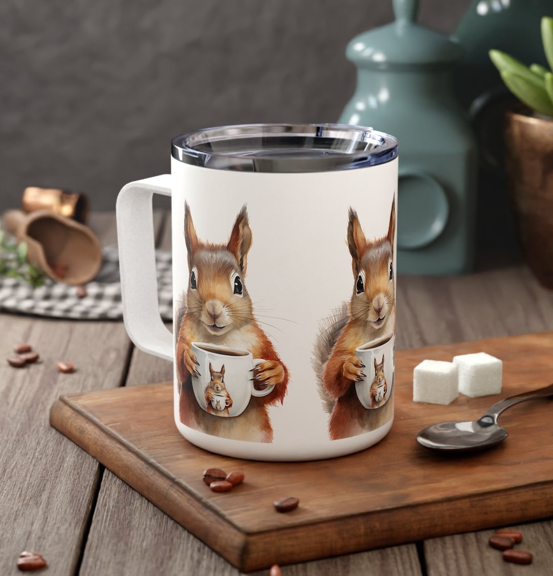 Insulated Coffee Mug With Squirrel - Travel Mug for Squirrel Lovers ...