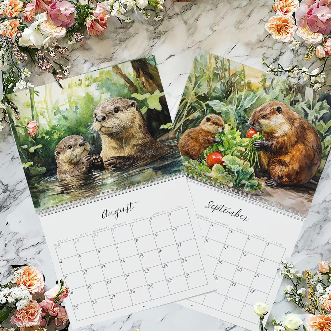 2025 Woodland Animal Wall Calendar, Mother and Baby Animals 12 Months ...