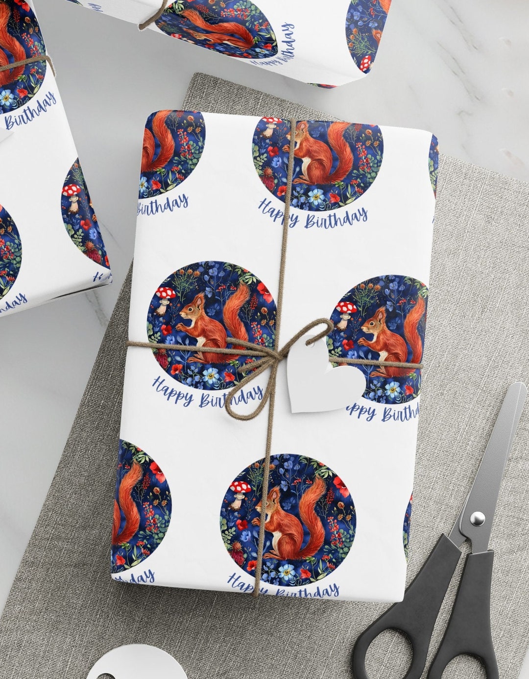 Happy Birthday Squirrel Wrapping Paper Roll Glossy or Matte Squirrel ...