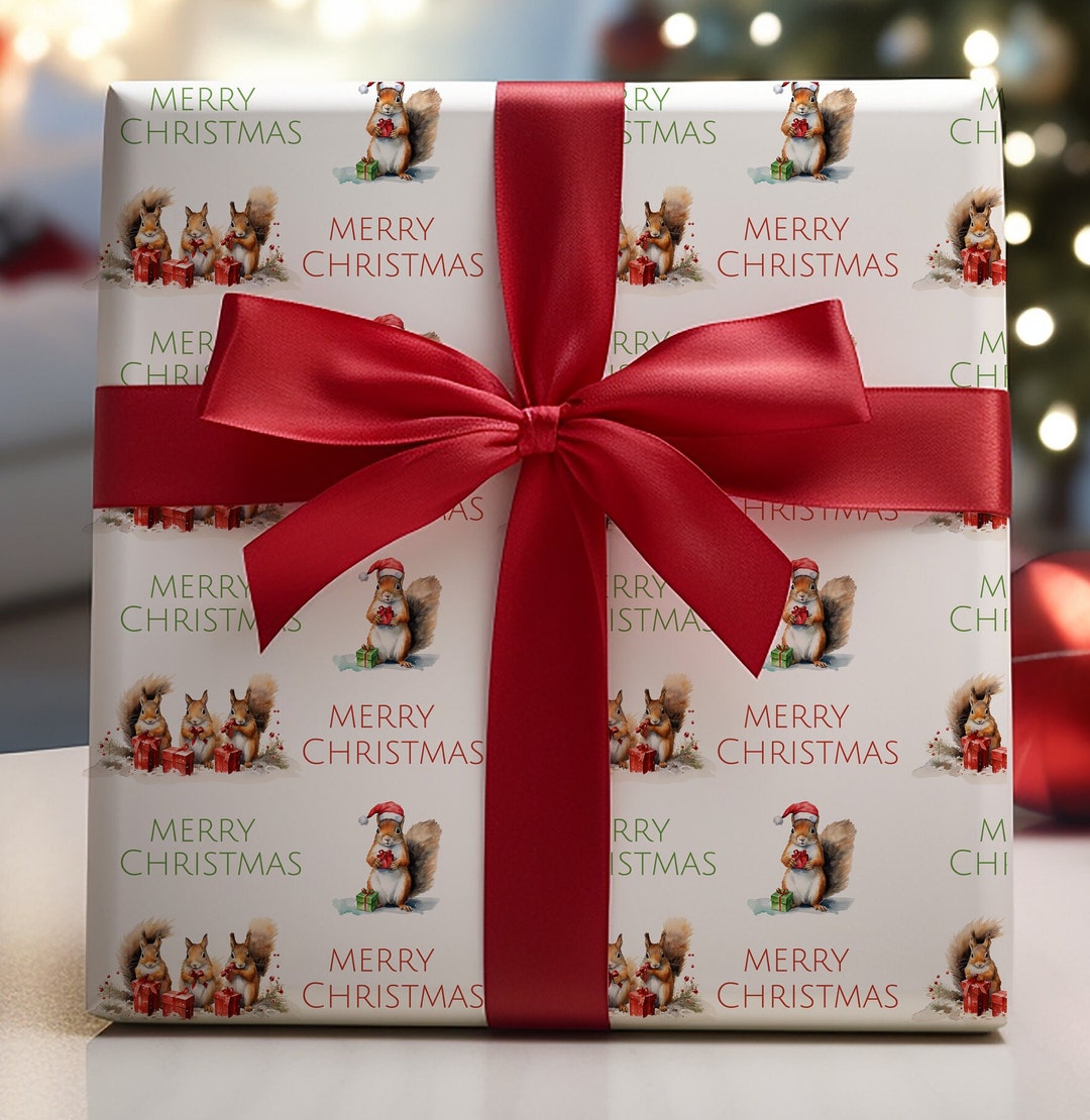 Squirrel Christmas Wrapping Paper Woodland Squirrel Christmas Paper ...