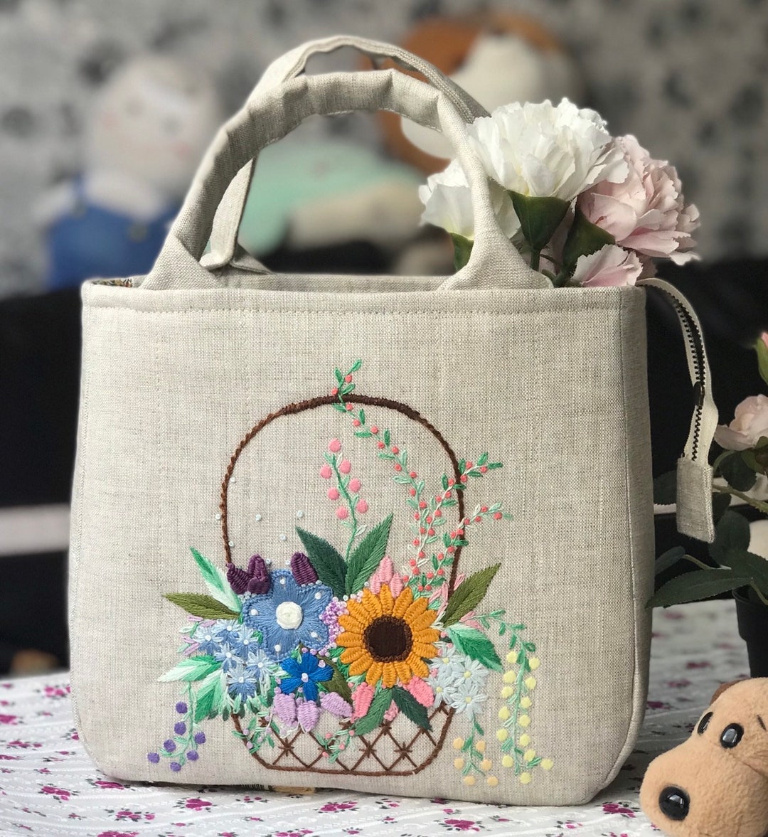 Bouquet Embroidered Bag,embroidered Handbag,embroidered Tote Bag ...