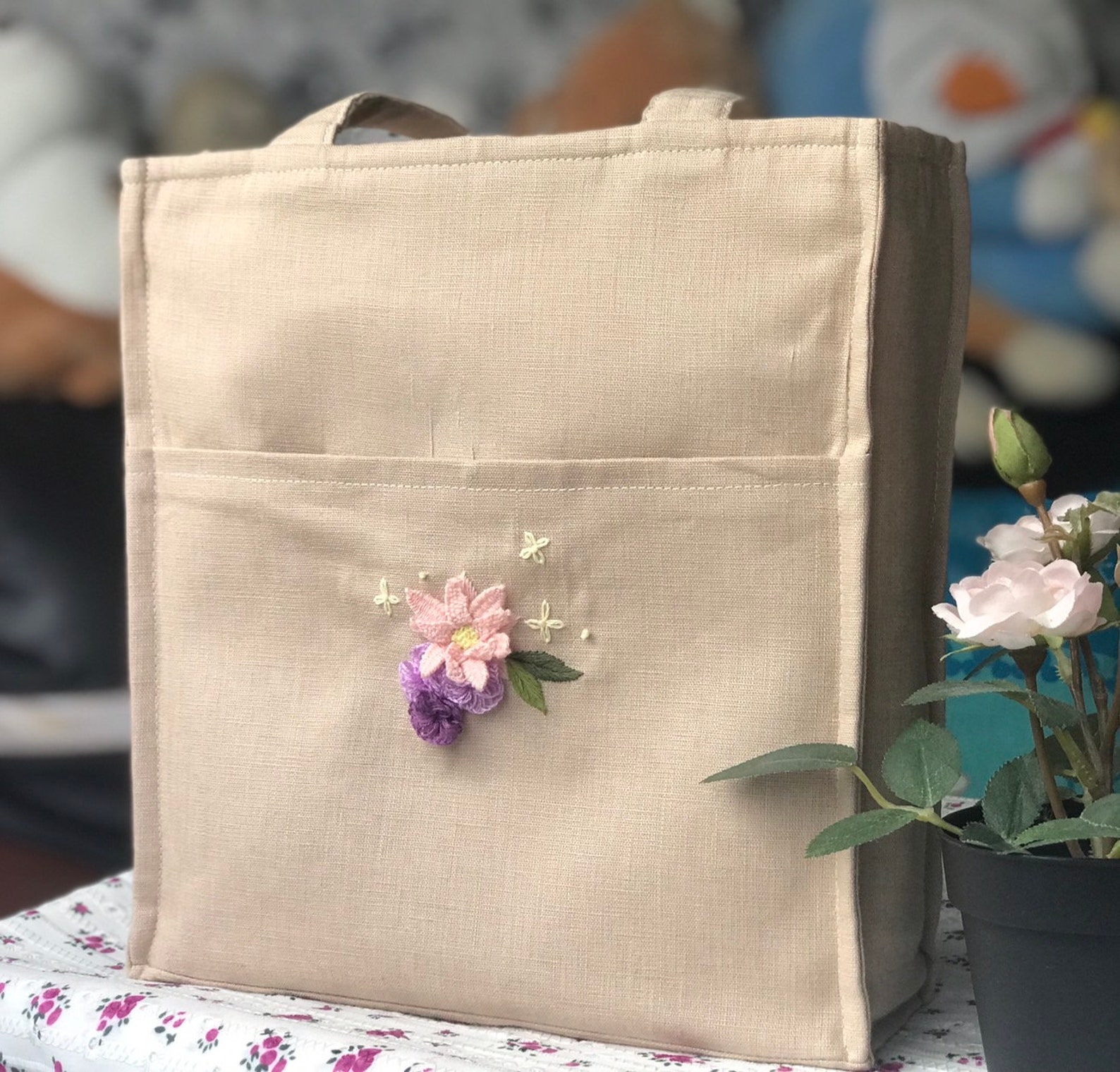 Bouquet Embroidered Bag,embroidered Handbag,embroidered Tote Bag ...