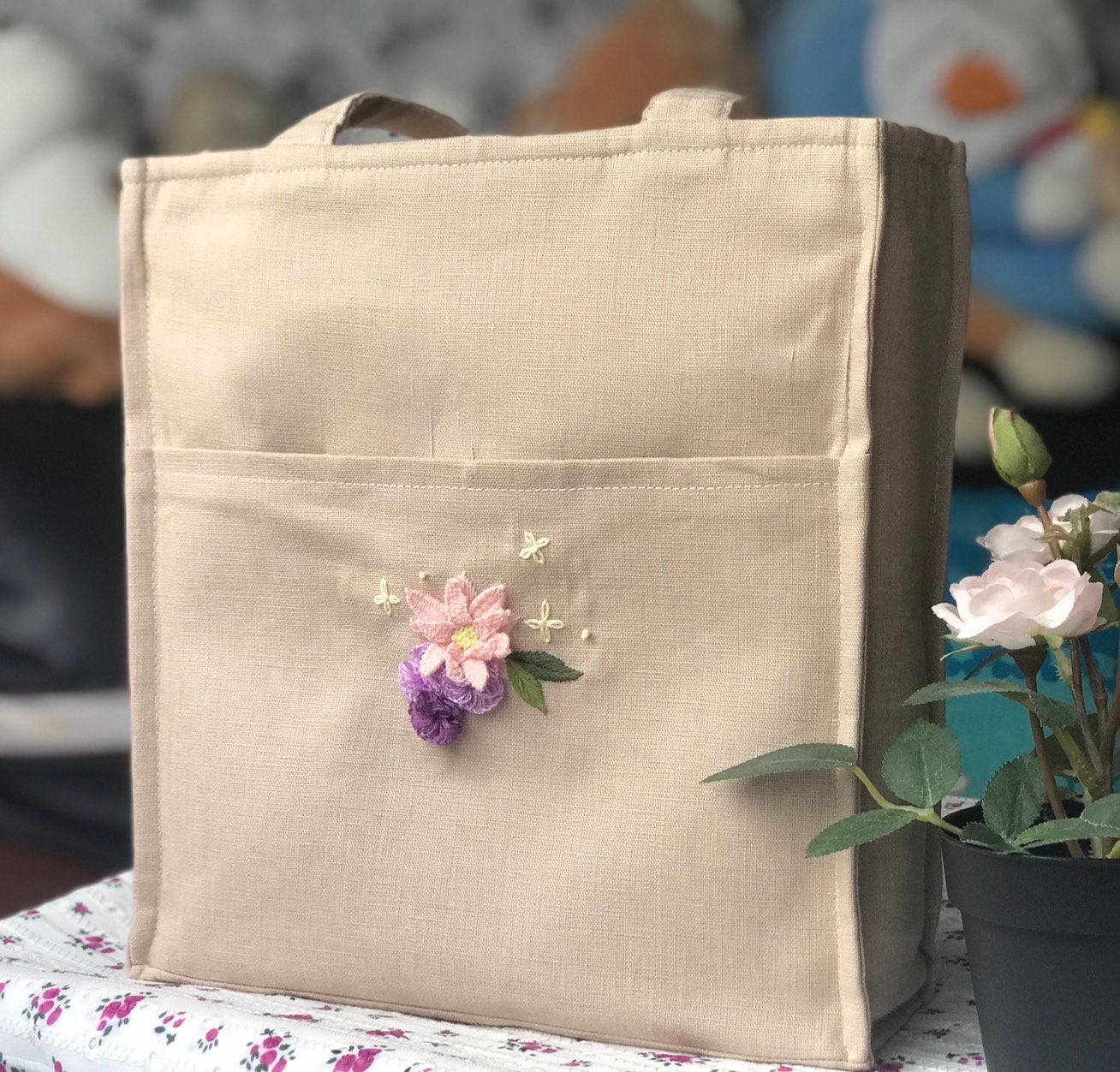 Bouquet Embroidered Bag,embroidered Handbag,embroidered Tote Bag ...