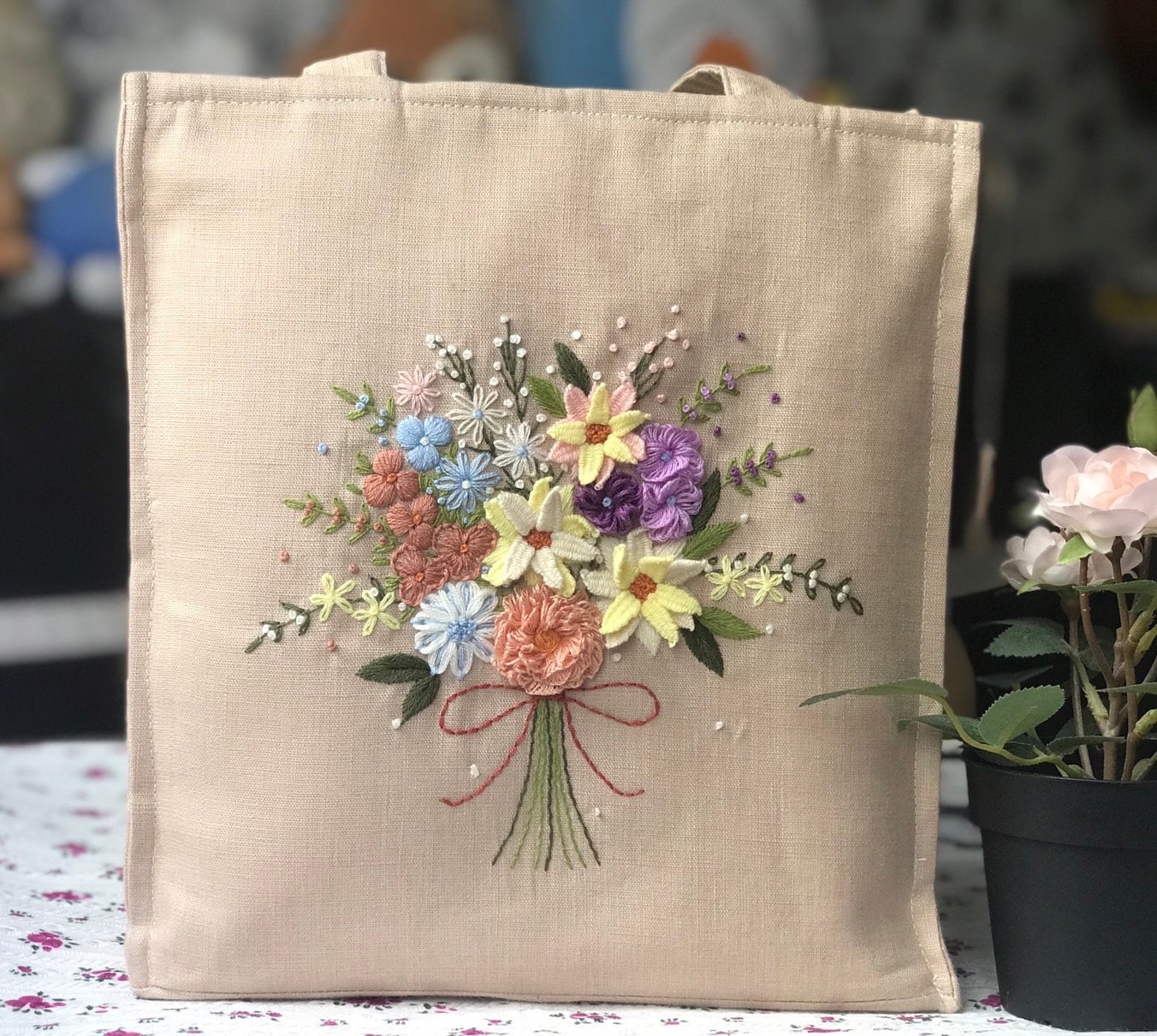 Bouquet Embroidered Bag,embroidered Handbag,embroidered Tote Bag ...