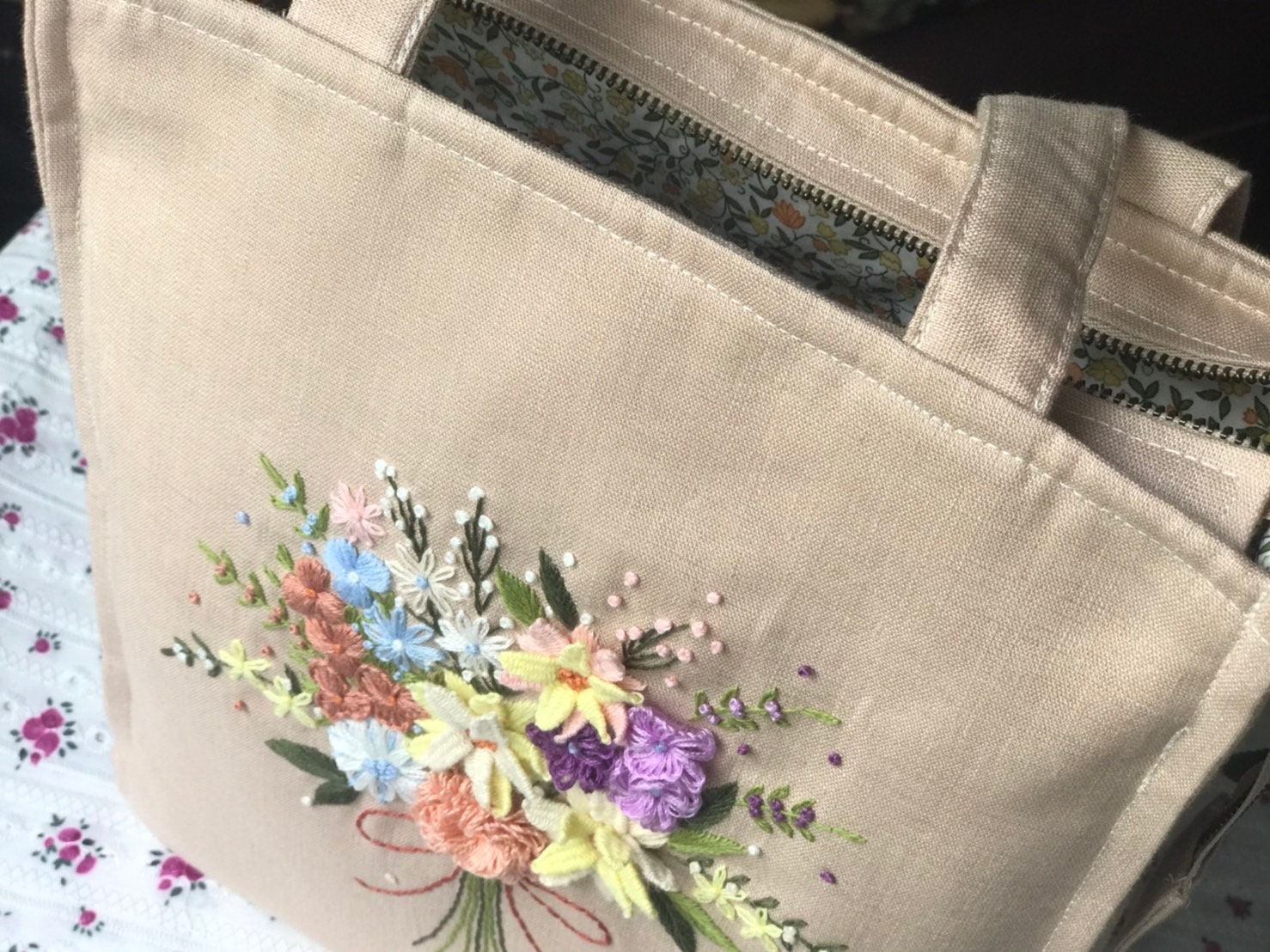 Bouquet Embroidered Bag,embroidered Handbag,embroidered Tote Bag ...