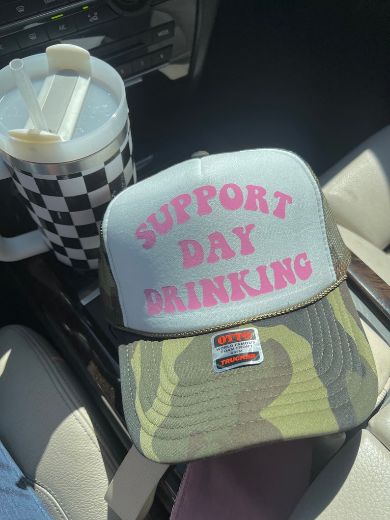 Support Day Drinking Trucker Hat | Bachelorette Party Hat, Camo Hat, - Etsy