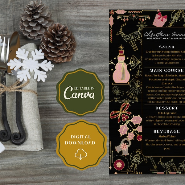 Christmas Dinner Menu Canva - Etsy