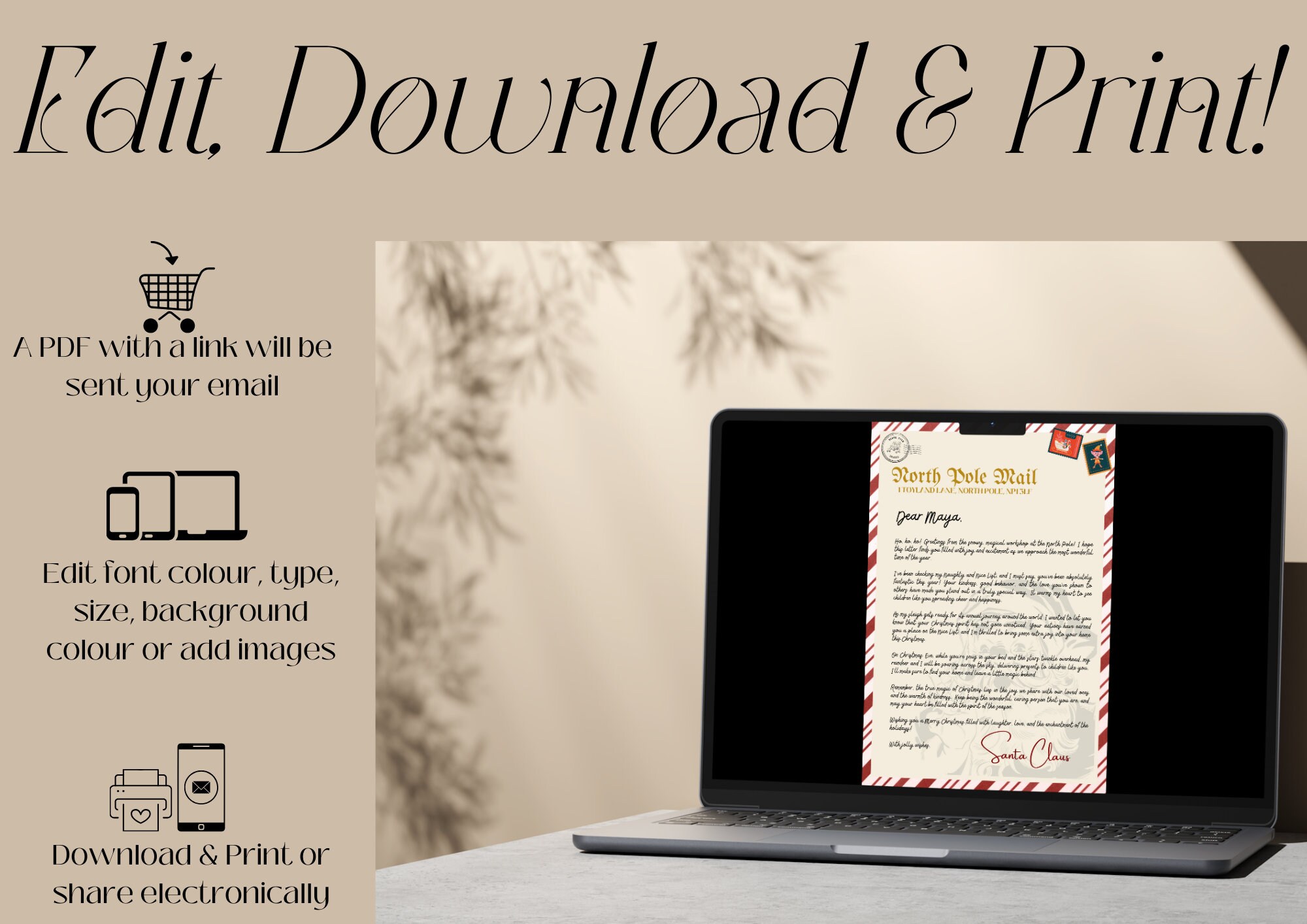 Editable Printable Letter From Santa Activity for Children - Etsy