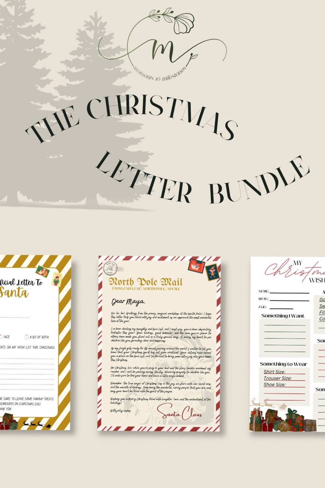 Editable Gold Christmas Letter Bundle Letter to Santa Letter - Etsy