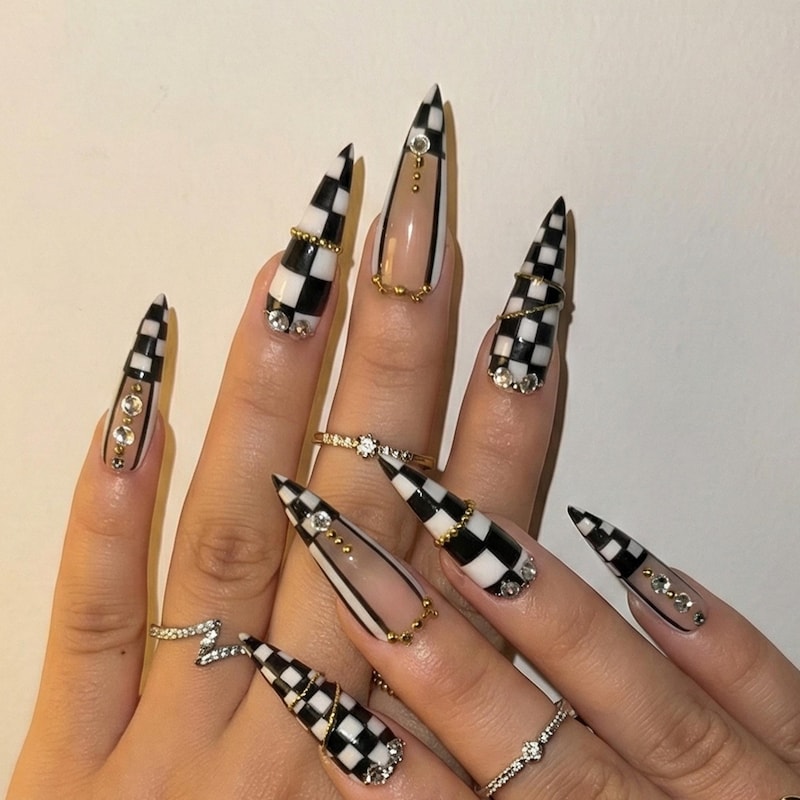 Black Stiletto Nails Long - Etsy