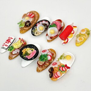 3D Ramen Noodle Almond Nails | Ramen Inspired Design Nail Art ...