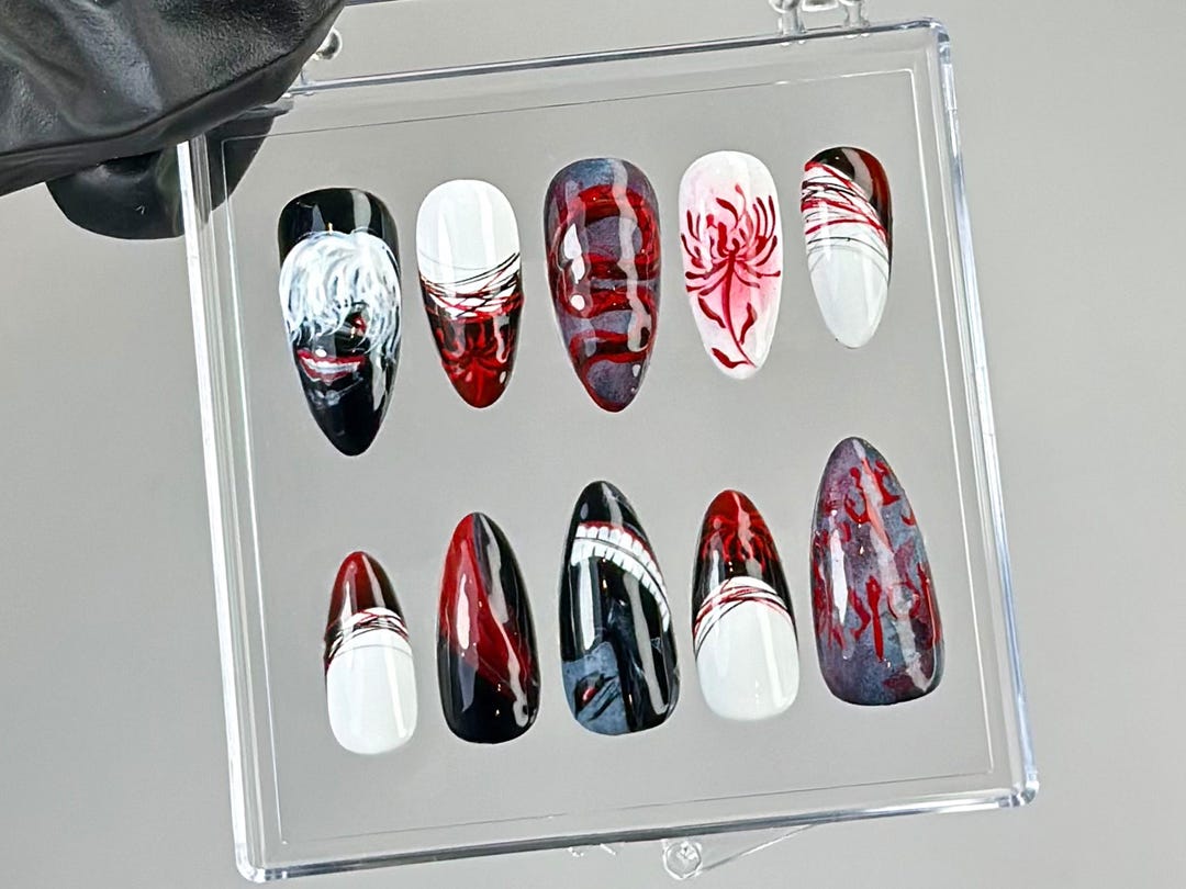 Horror Anime Press on Nails | Gothic Blood Drip Nail Art HB774YC - Etsy