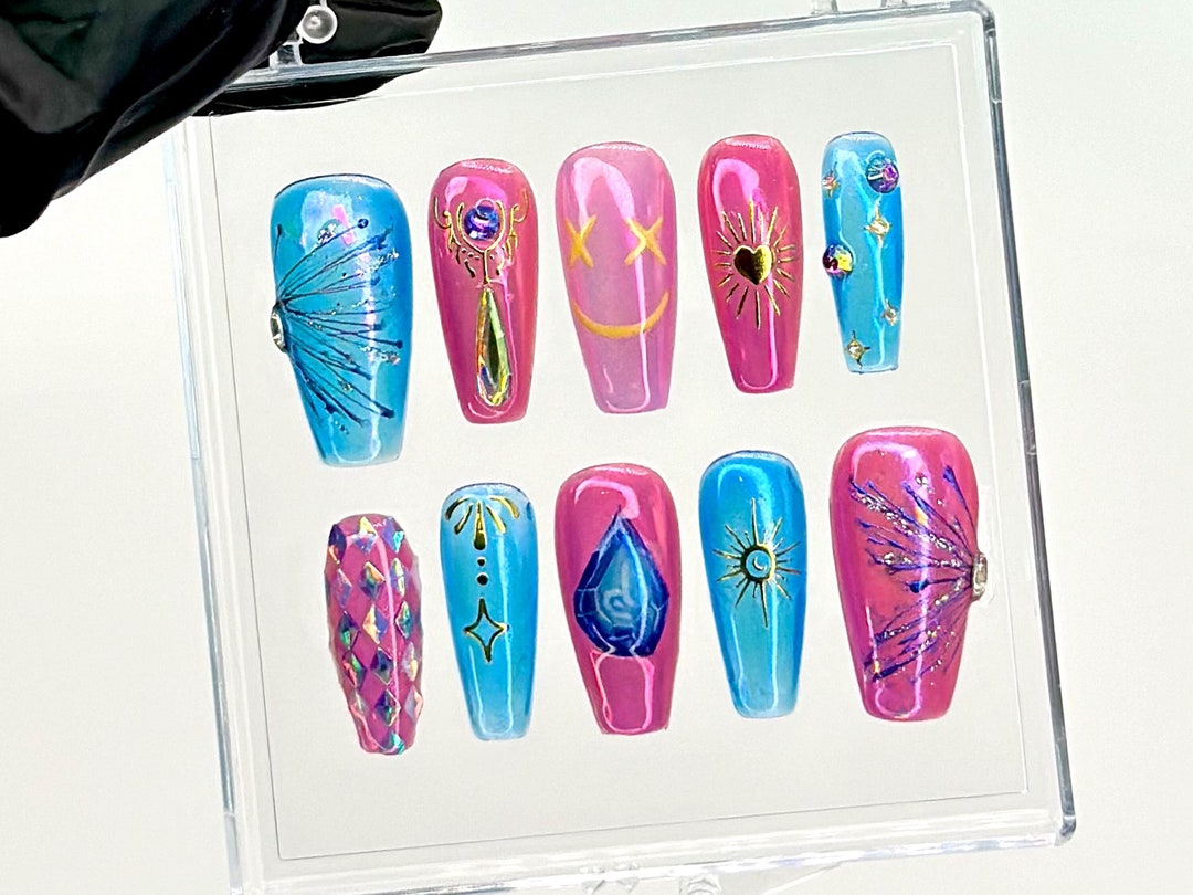 League of Legends Jinx Fake Nails | Lol Jinx Nail Art | Jinx-themed ...