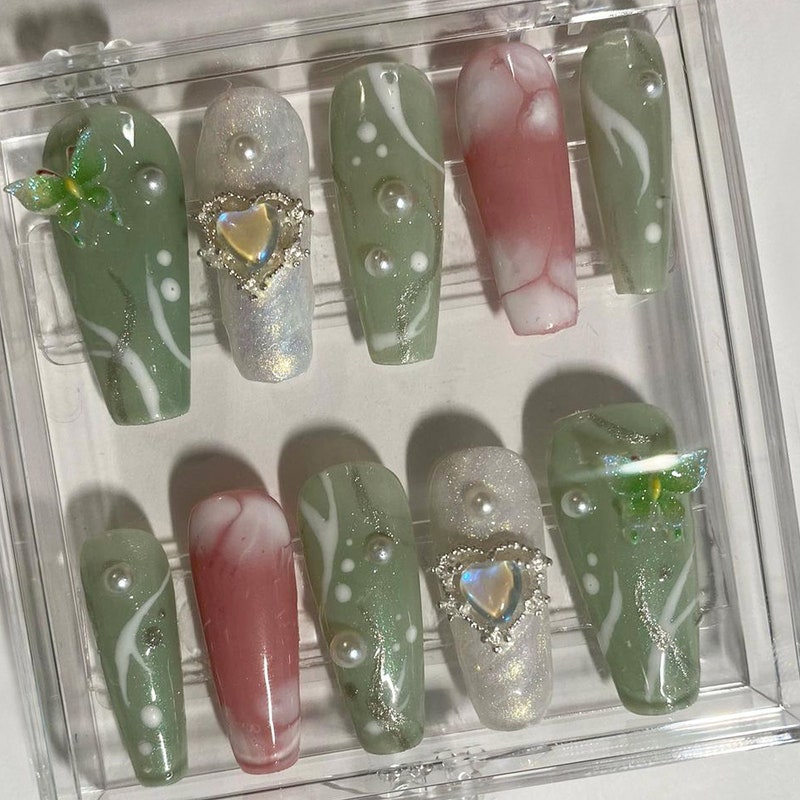 Green Nails - Etsy