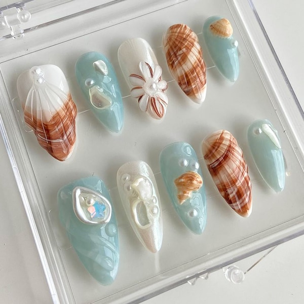 3d Press on Nails Shell - Etsy