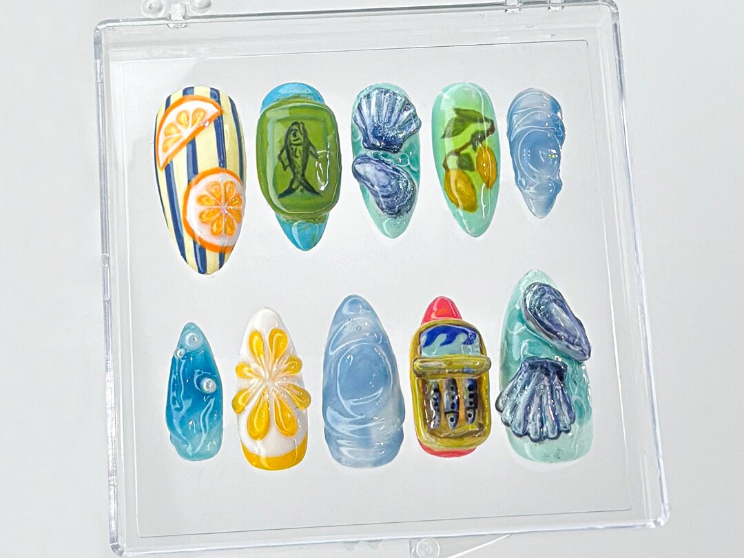 Tropical Beach 3D Press on Nails | Ocean-inspired Nail Art | Summer ...