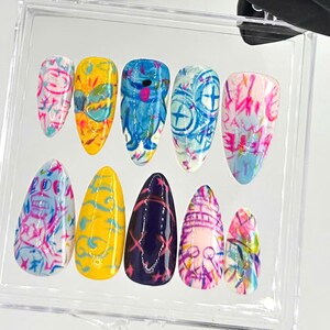 Jinx Graffiti Press on Nails | League of Legends, Hand-painted HC720YC ...