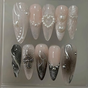 Freestyle 3D Gel Nails: Trendy Press on Nails With Pearl Designs | Gel ...